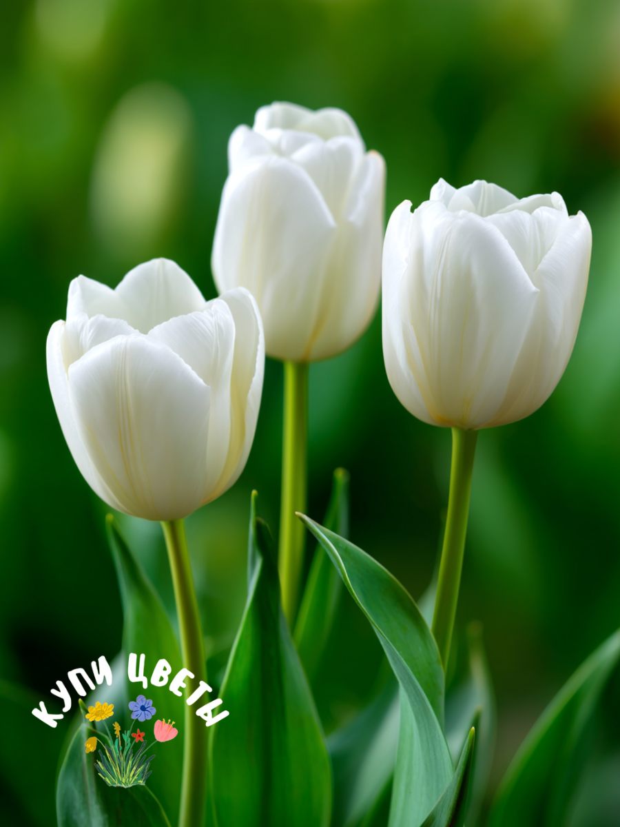 Луковицы цветов, Купи Цветы, Тюльпан WHITE MARVEL (2 луковицы)