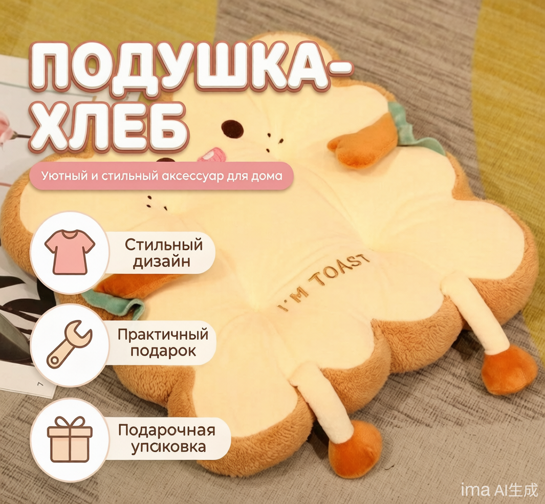Детская подушка на стул/ Сердитый и Добрый，Подушки на стул 2 ШТ. / Тост / Мягкое сидение на стул на завязках