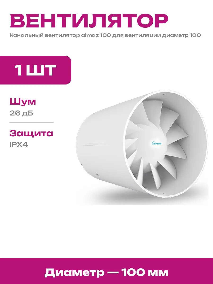 Вентилятор канальный осевой 100 мм влагозащищенный IPX4