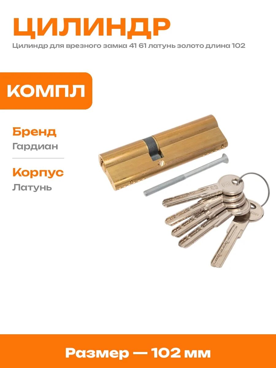 Личинка для замка 41 61 латунь 5 перфорированных ключей