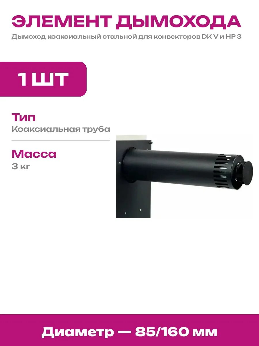 Коаксиальный дымоход для конвекторов NGS HDU стальной 160
