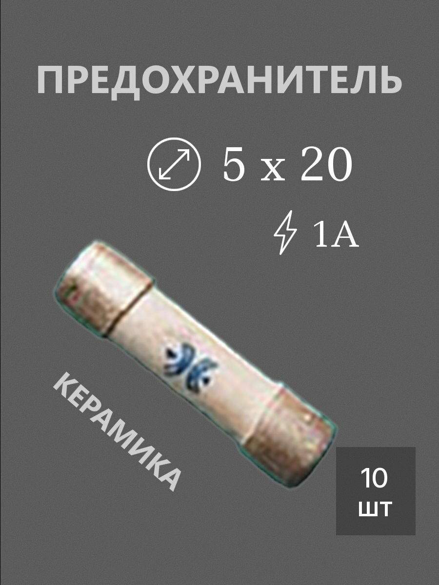 10шт Предохранитель 5х20 1А керамика (ВП2Б-1)