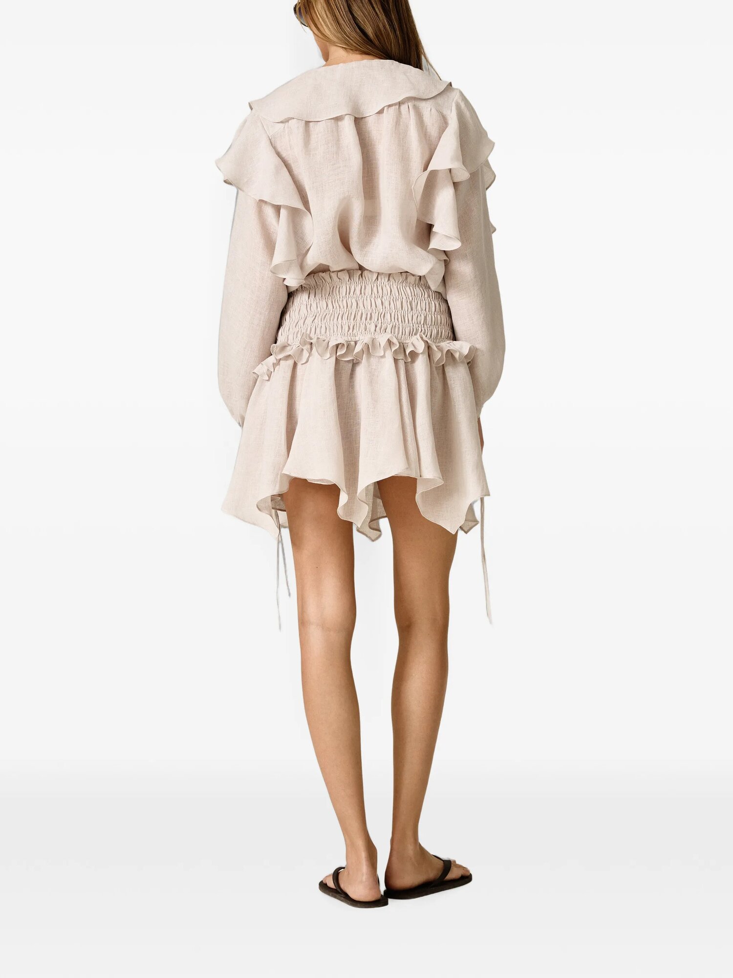 Юбка PNK Ruffled smocked mini skirt, размер 34 — фото 1
