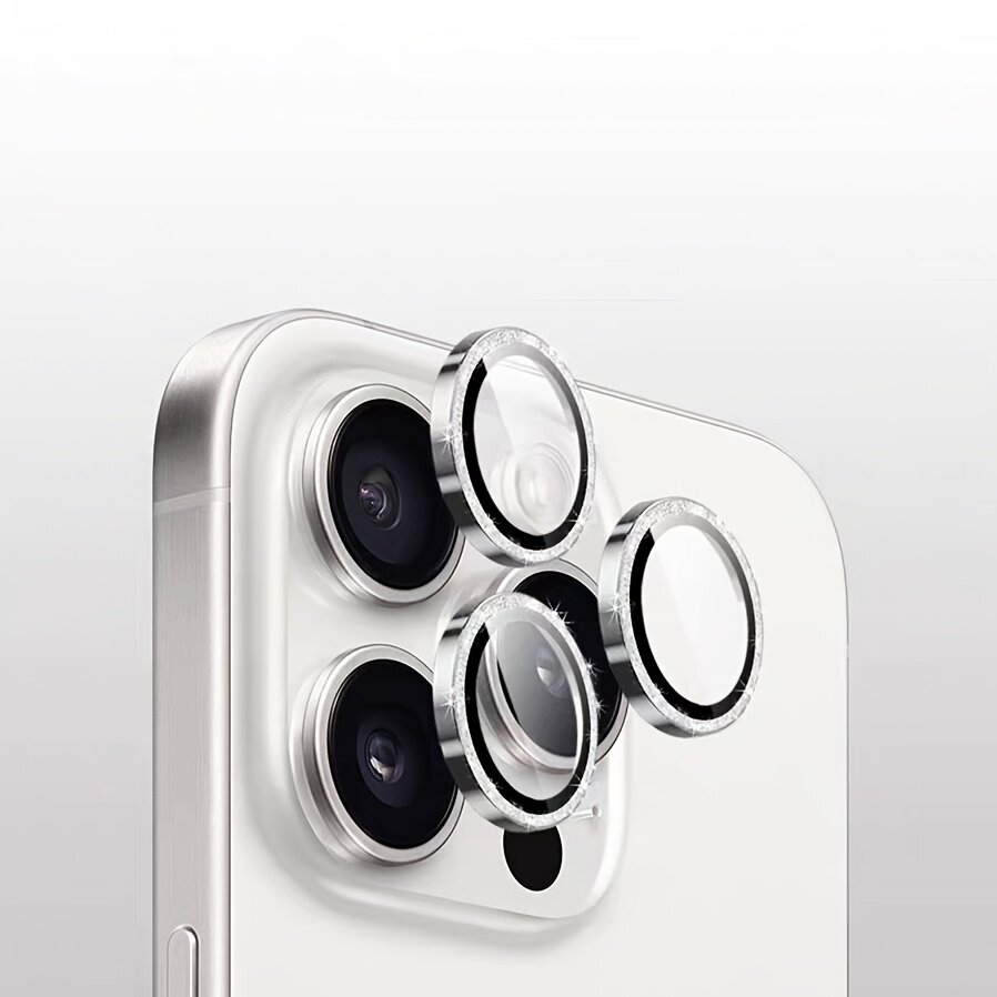 Блестящие защитные наклейки на объектив камеры для iPhone 13/13 Mini/12 Pro Max, 3 шт, серебристые