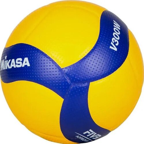 Мяч волейбольный Mikasa V300W, профессиональный, FIVB, 18 панелей, желтый/синий