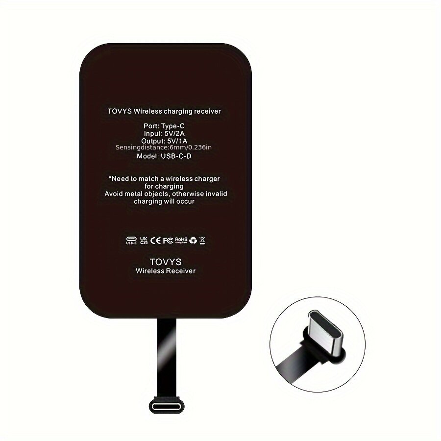 Беспроводной приемник зарядки Qi, адаптер USB Type-C, модель USB-C-D для Android-смартфонов