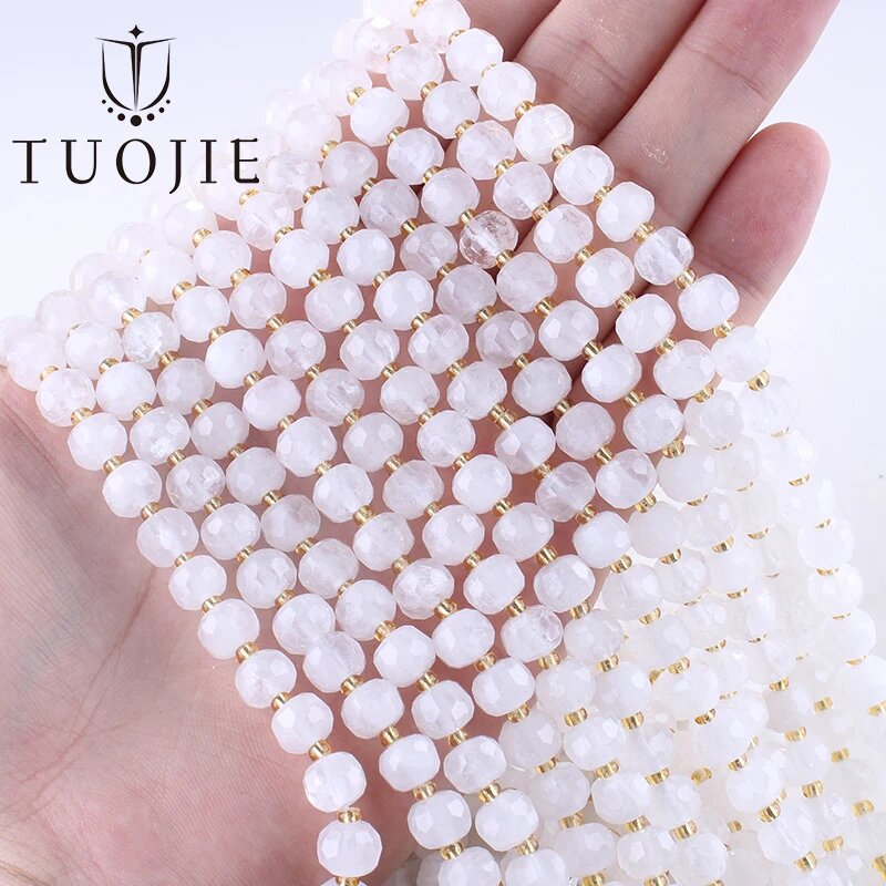 Натуральные серпентиновые бусины-рондели 6x8 мм Белый, 166White quartz