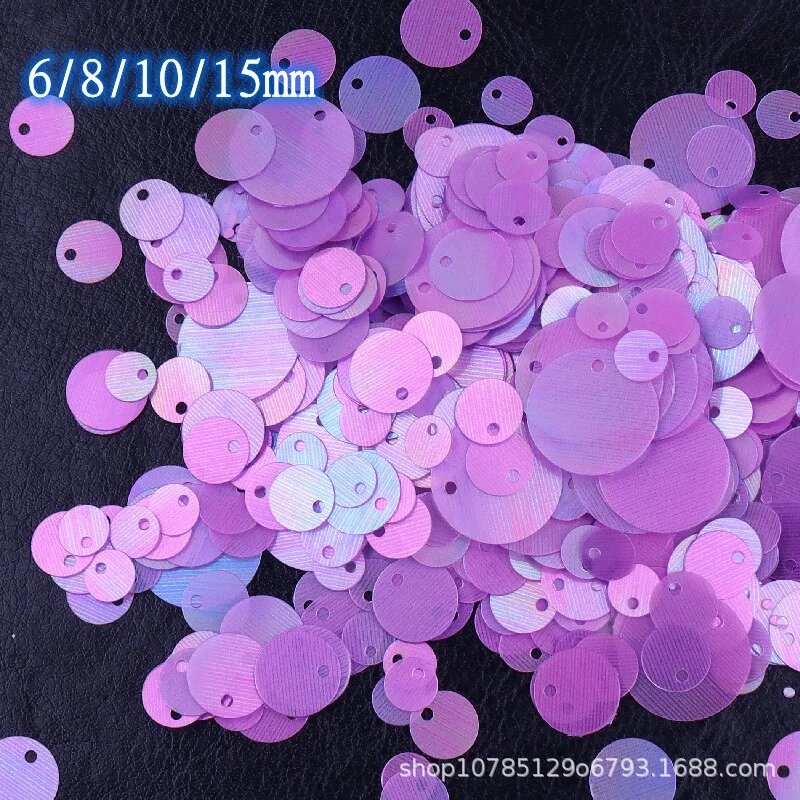Круглые пайетки из ПЭТ 6/8/10/15 мм Фиолетовый, 50g, MK12
