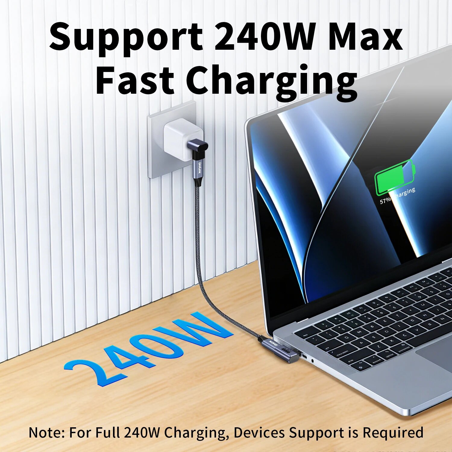 Unnlink адаптер USB-C 40 Гбит/с 8K 240Вт 90° — фото 1