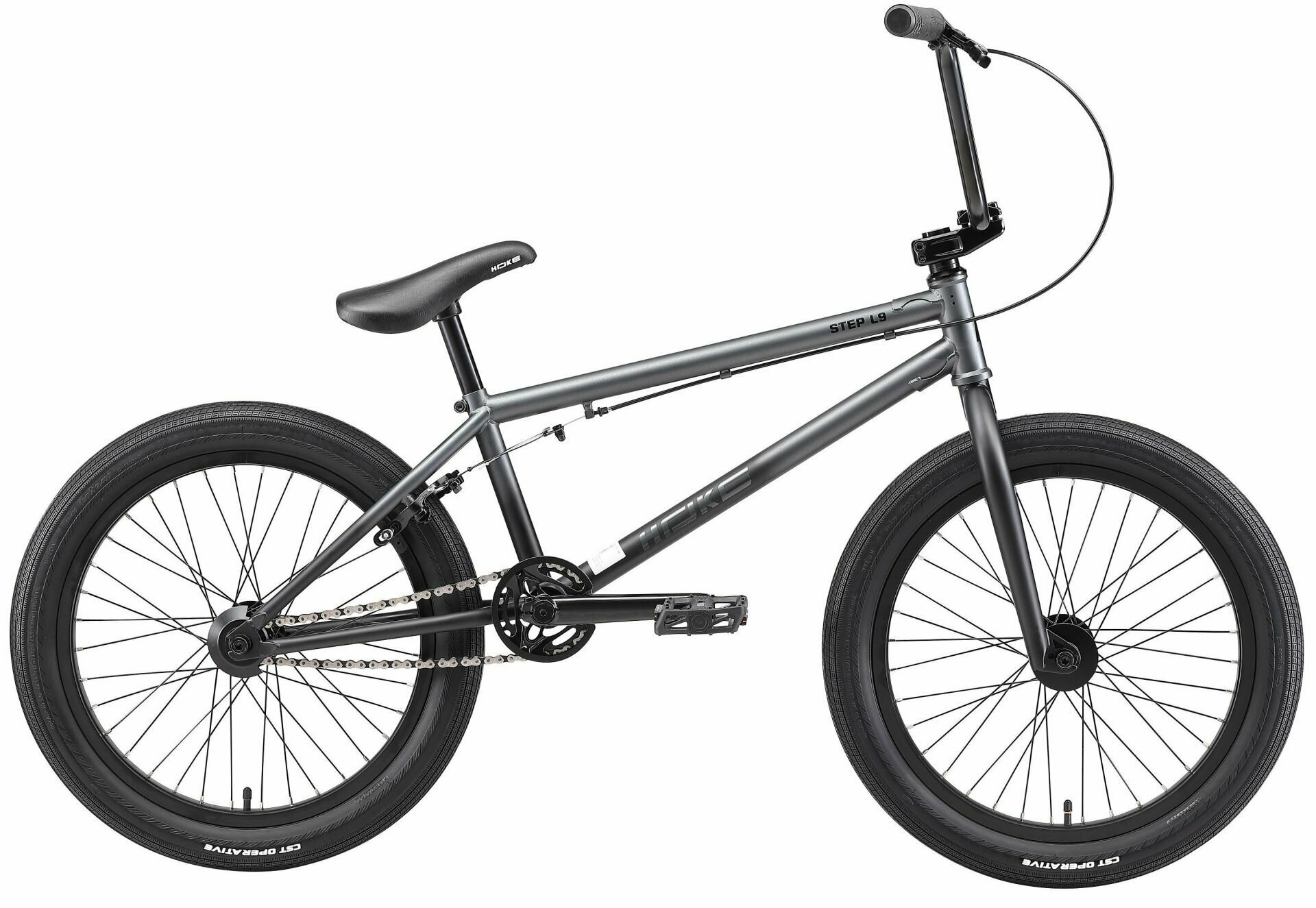 Велосипед BMX трюковой для детей и взрослых HOKE BMX Step L9 матовый серебристый-чёрный
