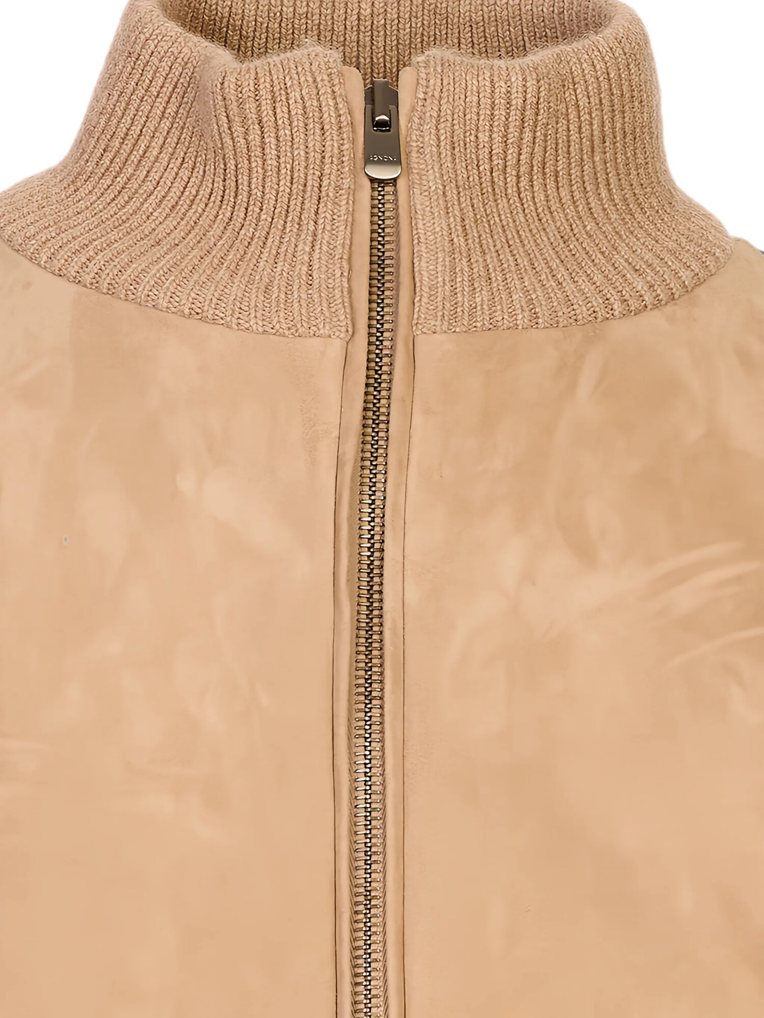 Куртка Agnona Suede-panelled ribbed-knit jacket, размер 50 — фото 1