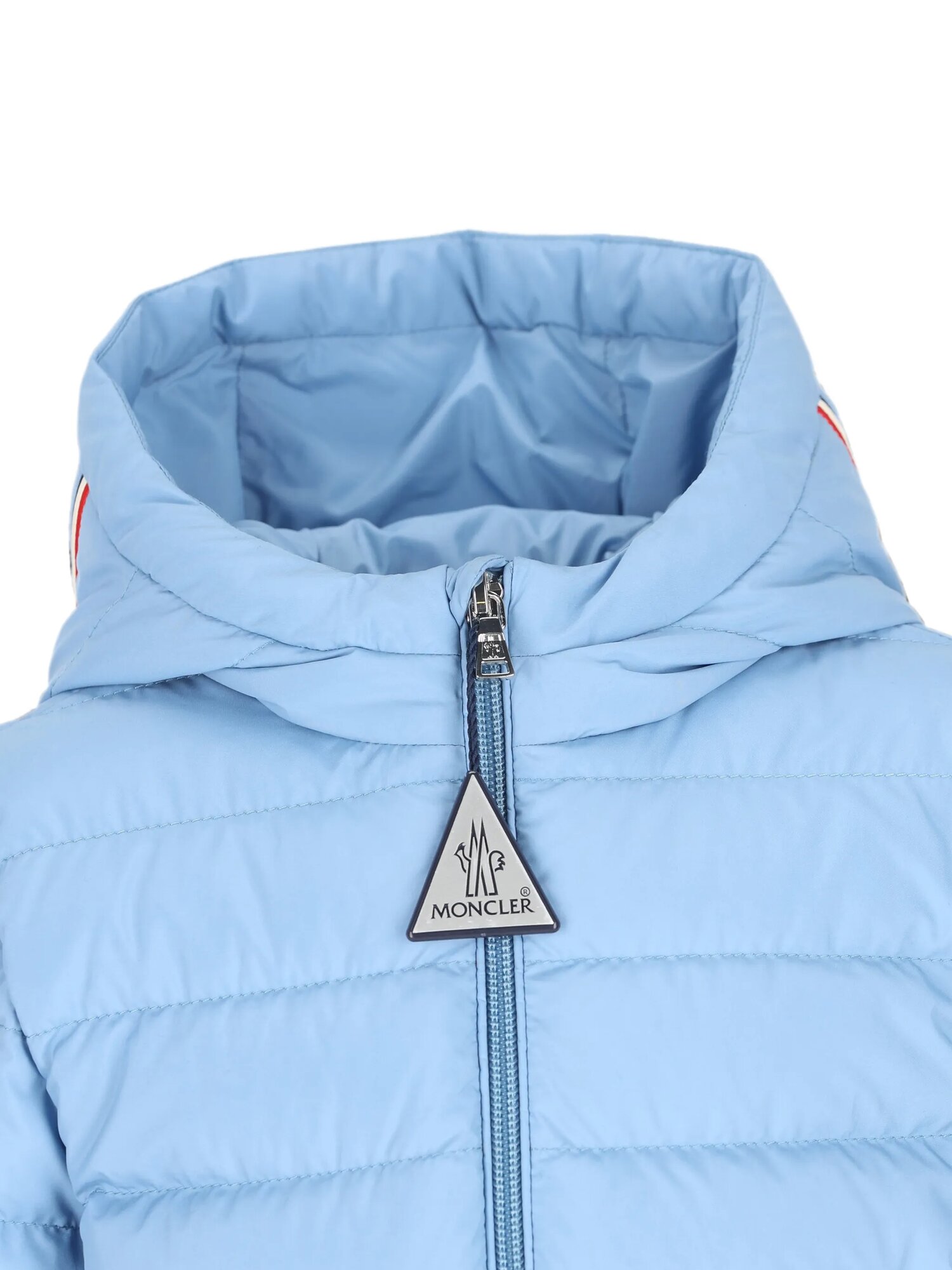 Куртка Moncler Quilted hooded jacket, размер 2 года, Синий принт — фото 1