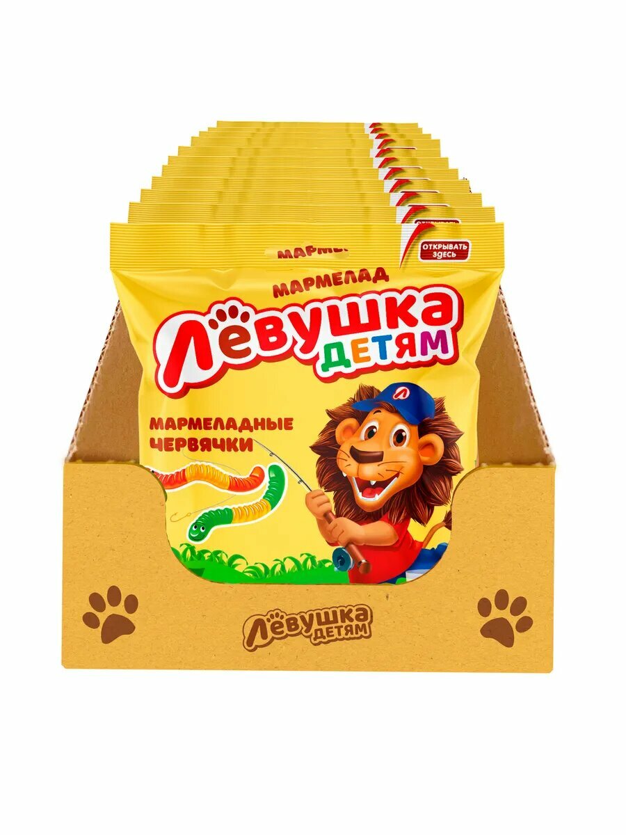 Лёвушка детям Мармелад детям червячки, 70г, 16 уп