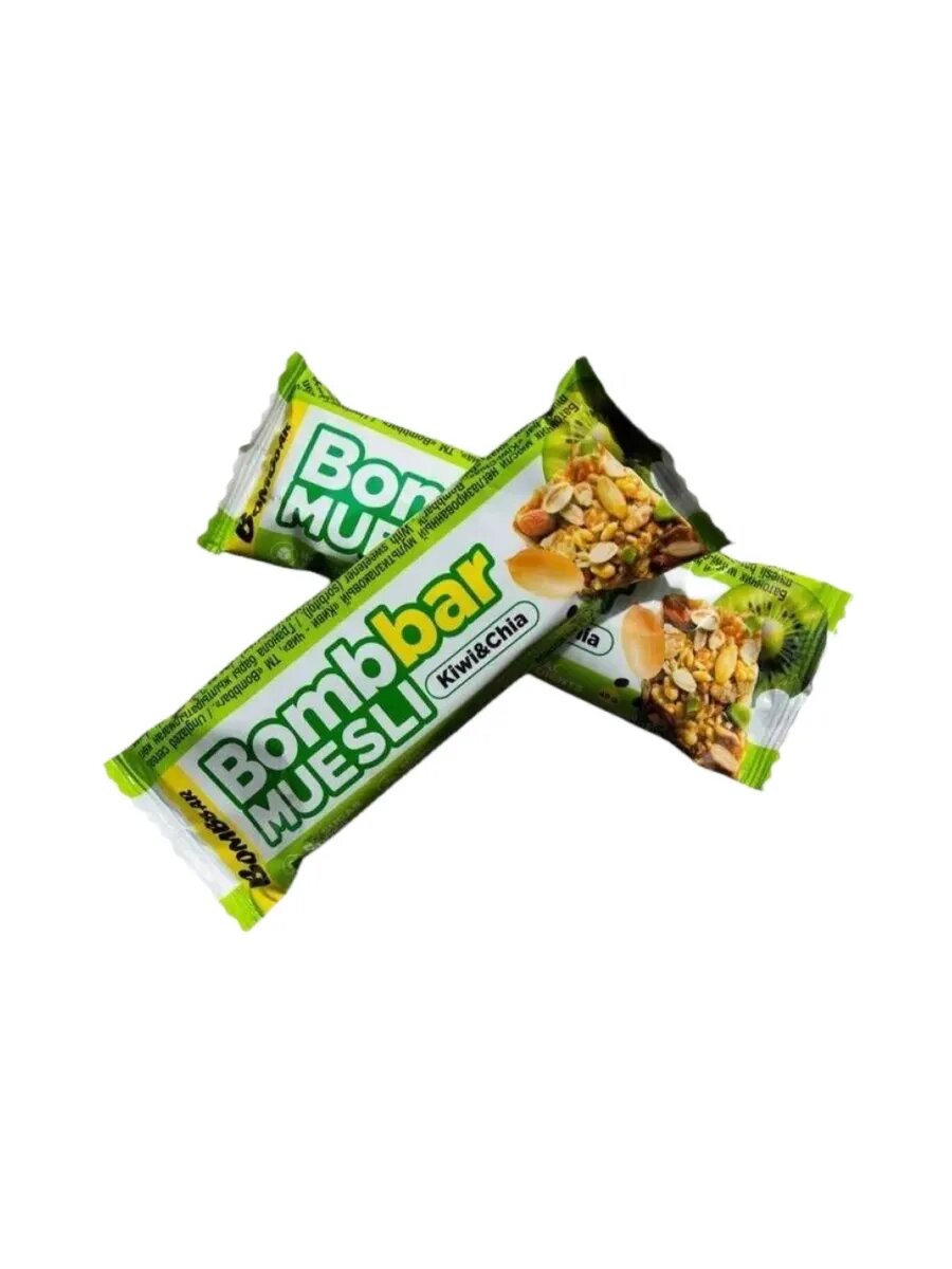 BombBar Батончики мультизлаковые, киви и чиа, 2 шт