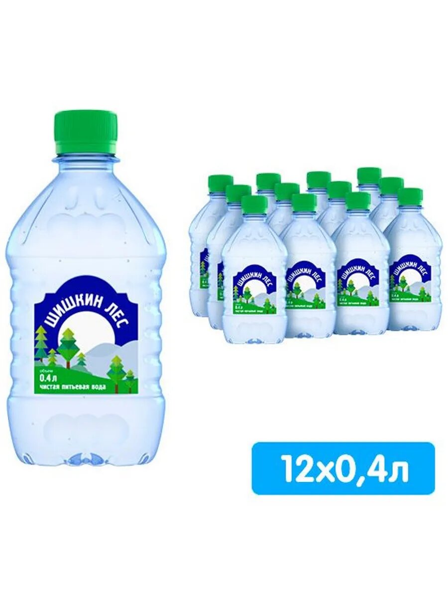 Шишкин лес Вода питьевая негазированная 12 шт по 0,4л