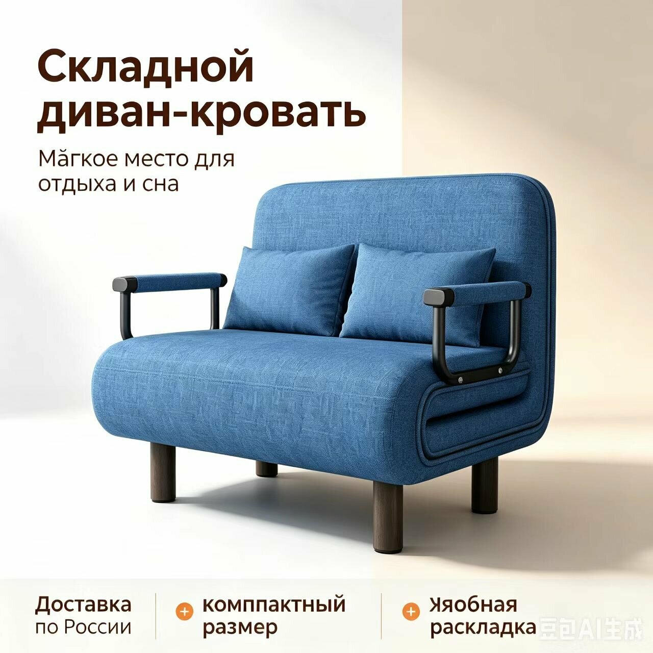 Раскладной диван с двойным двухтактным многофункциональным сиденьем