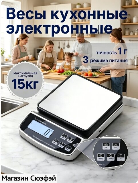 Электронные кухонные весы, белый для взвешивания продуктов