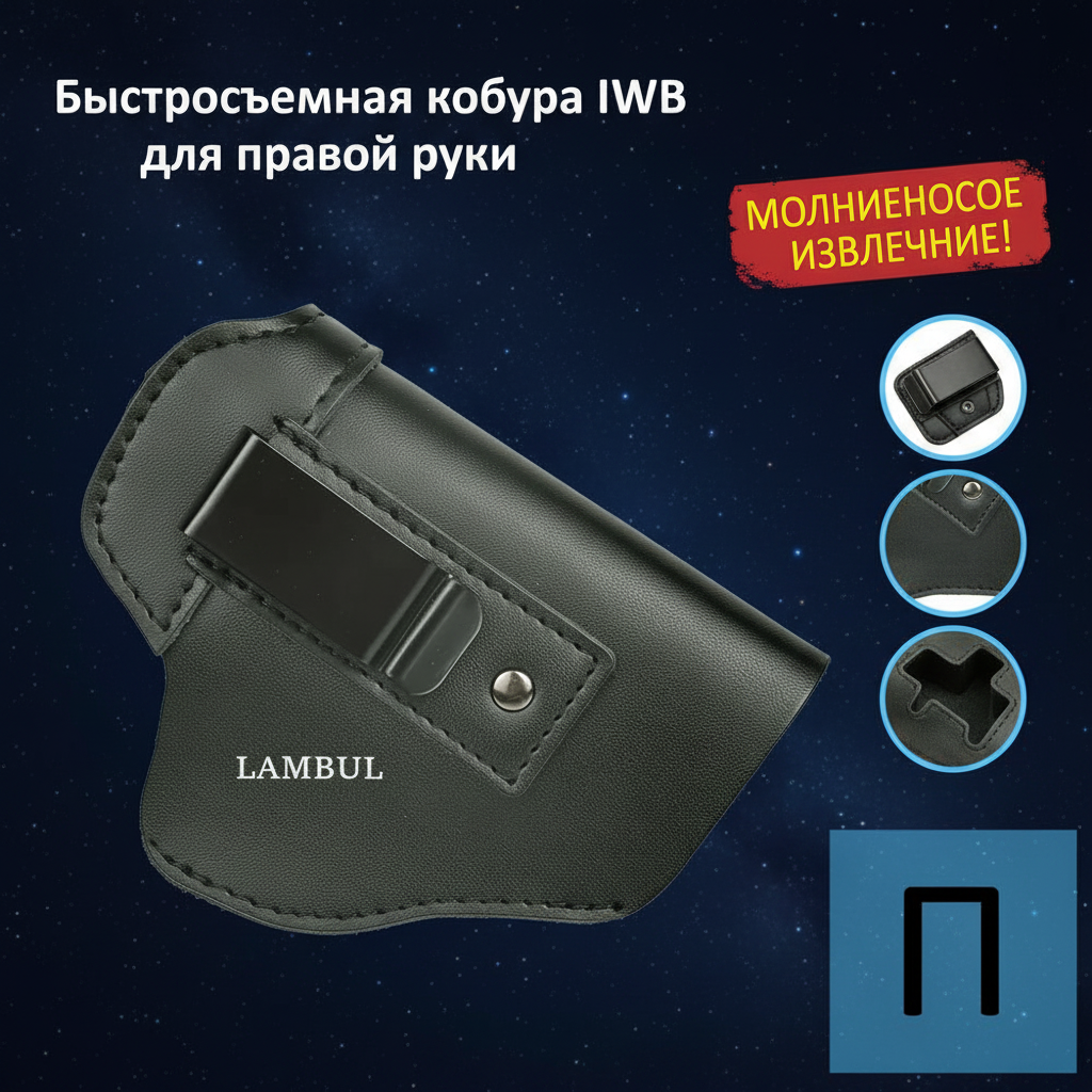 Тактическая кожаная кобура для скрытого ношения на пояс, для правой и левой руки. Подходит для Glock 17/19/43X, Sig Sauer P365, калибра 9 мм.