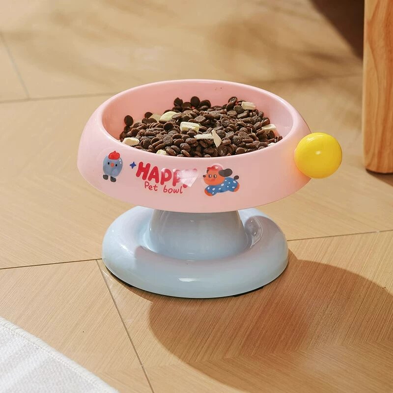 Миска для кошек Ice Cream с анти-опрокидывающейся подставкой, розовый сакура цвет - без нержавеющей стали