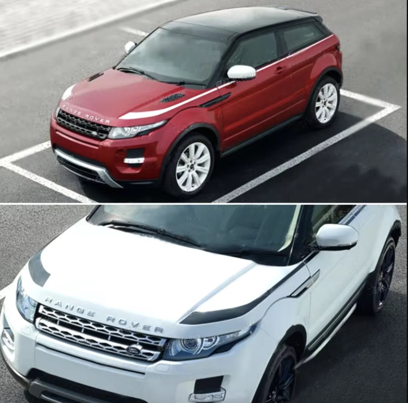 Наклейки на капот Land Rover Range Rover Evoque 2016-2018, матовые черные