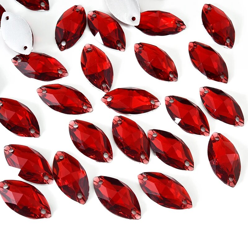 Стразы BOBOHOO смола конский глаз смешанные цвета Красный, 6x12mm--100pcs, C13 DK. siam