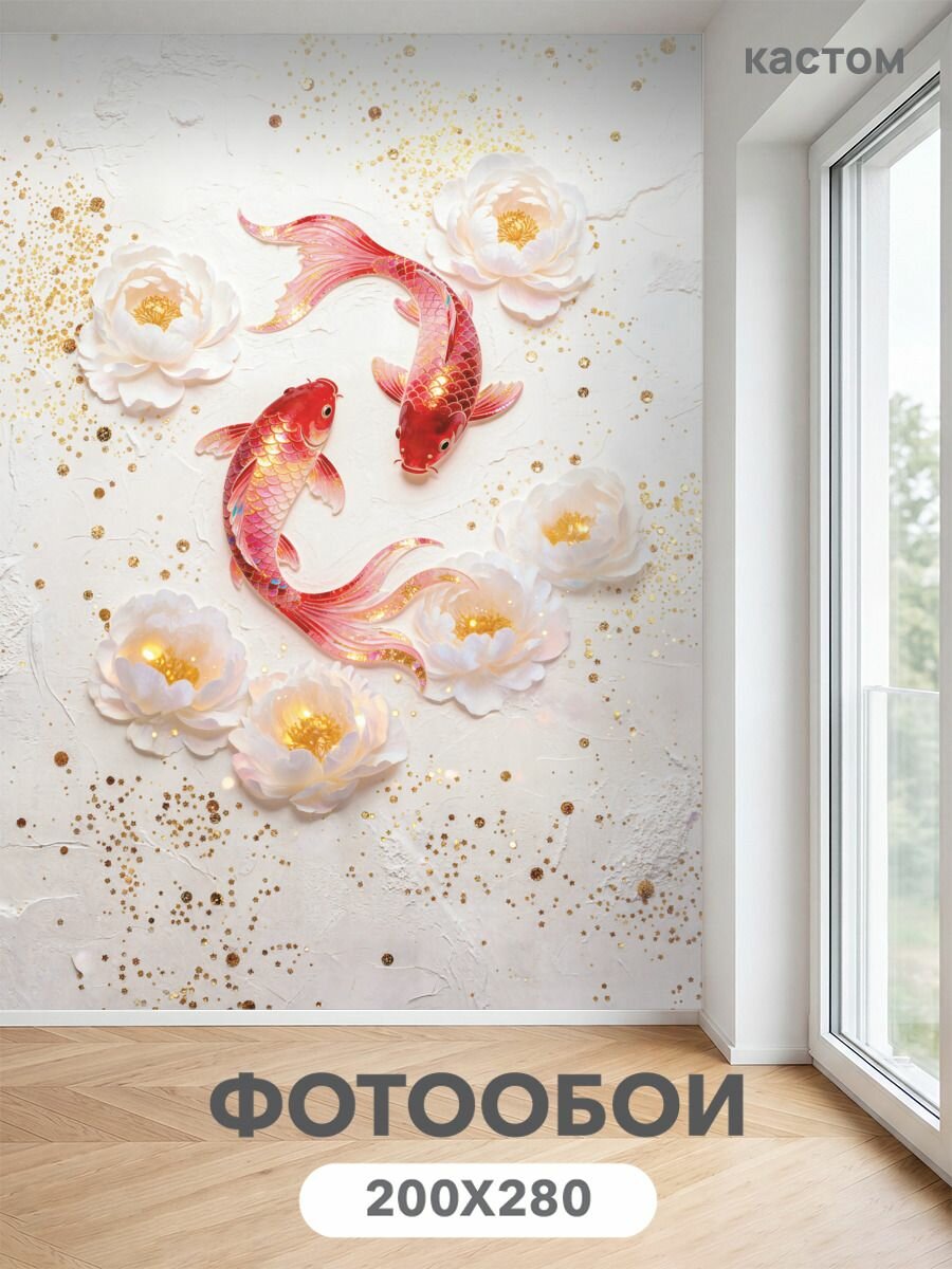 Фотообои на стену флизелиновые 3d Рыбы 200х270 см