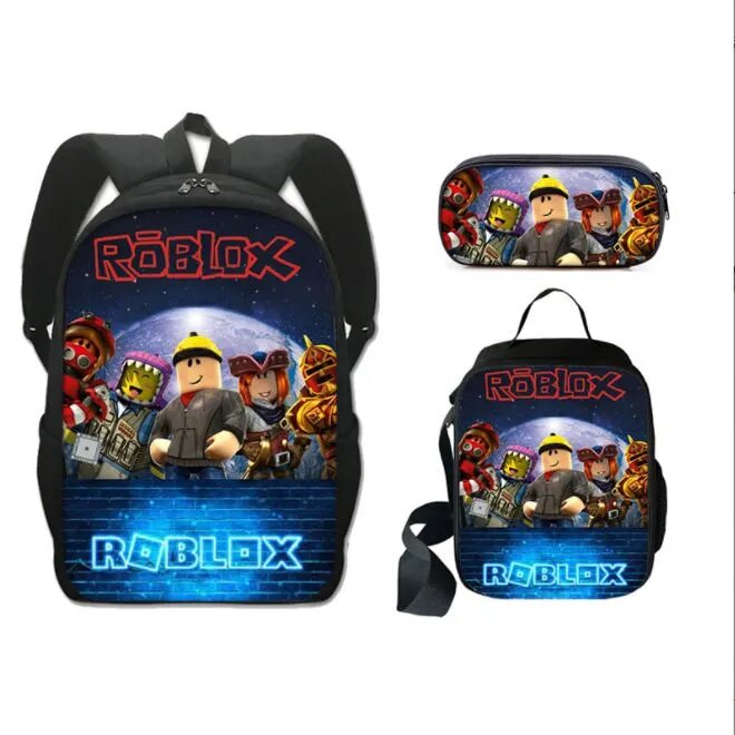 Рюкзак Roblox школьный, тройной набор рюкзака, пенала и сумки-мессенджера, 42х16х29 см, Оксфорд — фото 1