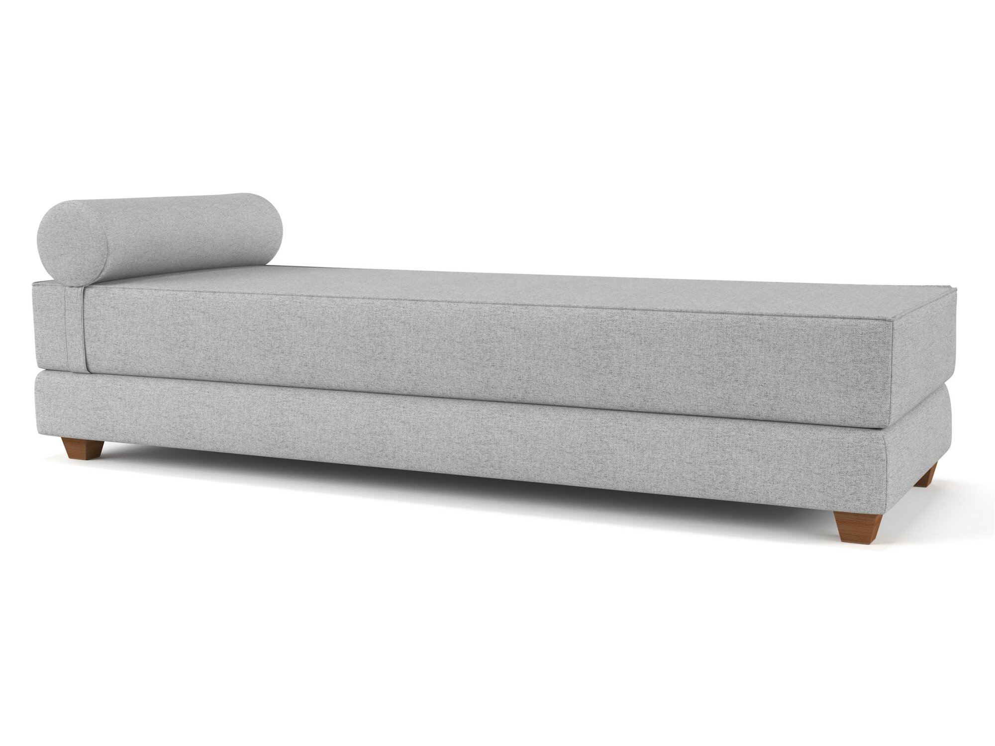 Кровать кушетка Soft Element Руне светлый серый, массив дерева, рогожка, современный стиль скандинавский лофт, на кухню, в прихожую