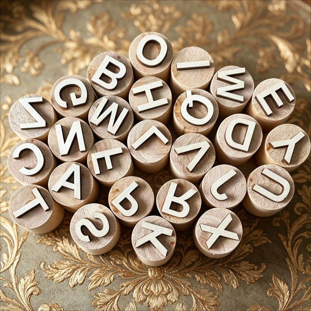 Набор деревянных штампов с алфавитом A-Z для глины, 26 штук