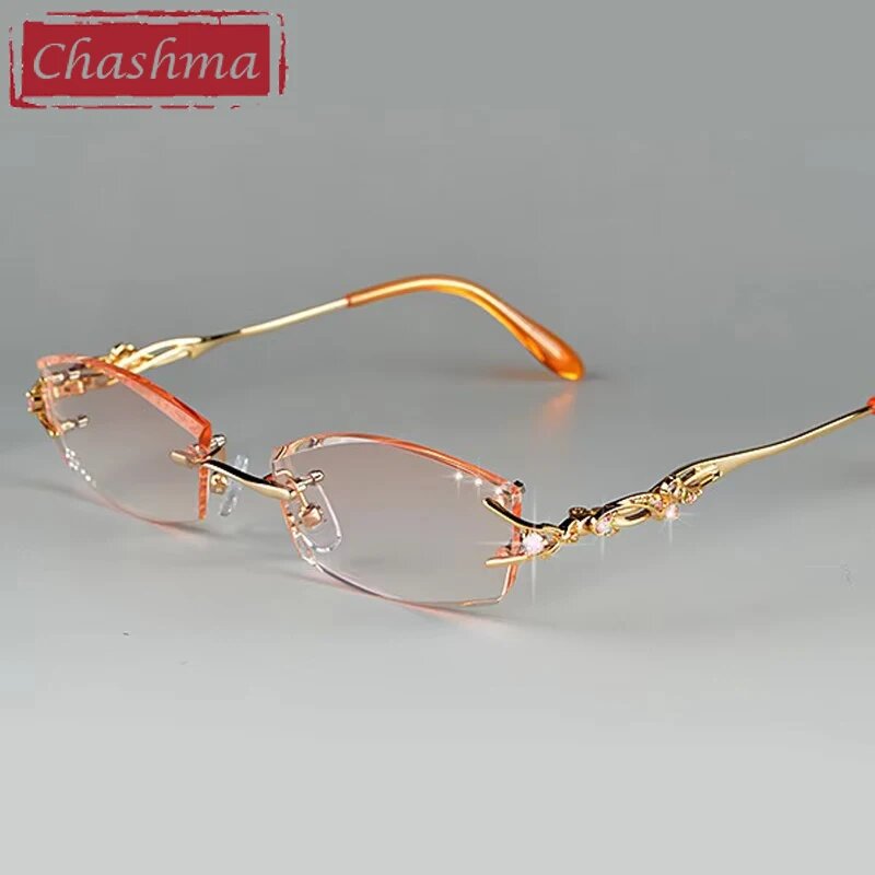 Chashma Женские титановые очки без оправы Золотой