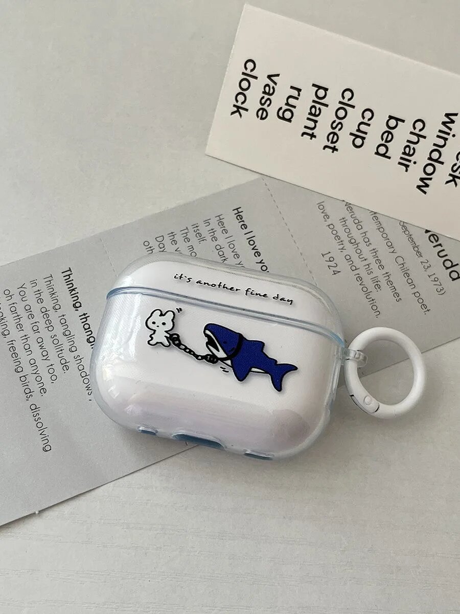 Чехол для Airpod с милым кроликом и акулой для AirPods 1, 2, 3 Pro 2, чехол для Airpods Pro, силиконовый чехол из ТПУ с брелоком-подвеской, фундамент