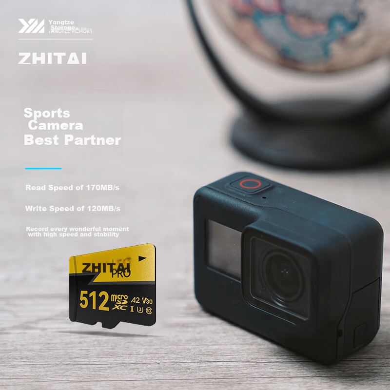 ZhiTai Yangtze Memory 512GB TF (MicroSD) Memory Card, U3 V30 A2 PRO Professional High-Speed Memory Card, Read Speed 170MB/s