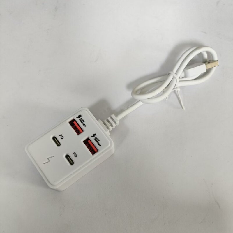 Компактный 4-портовый настольный хаб 2xUSB + 2xType-C, 25 Вт, Plug and Play, без драйверов, совместим с Windows и iOS