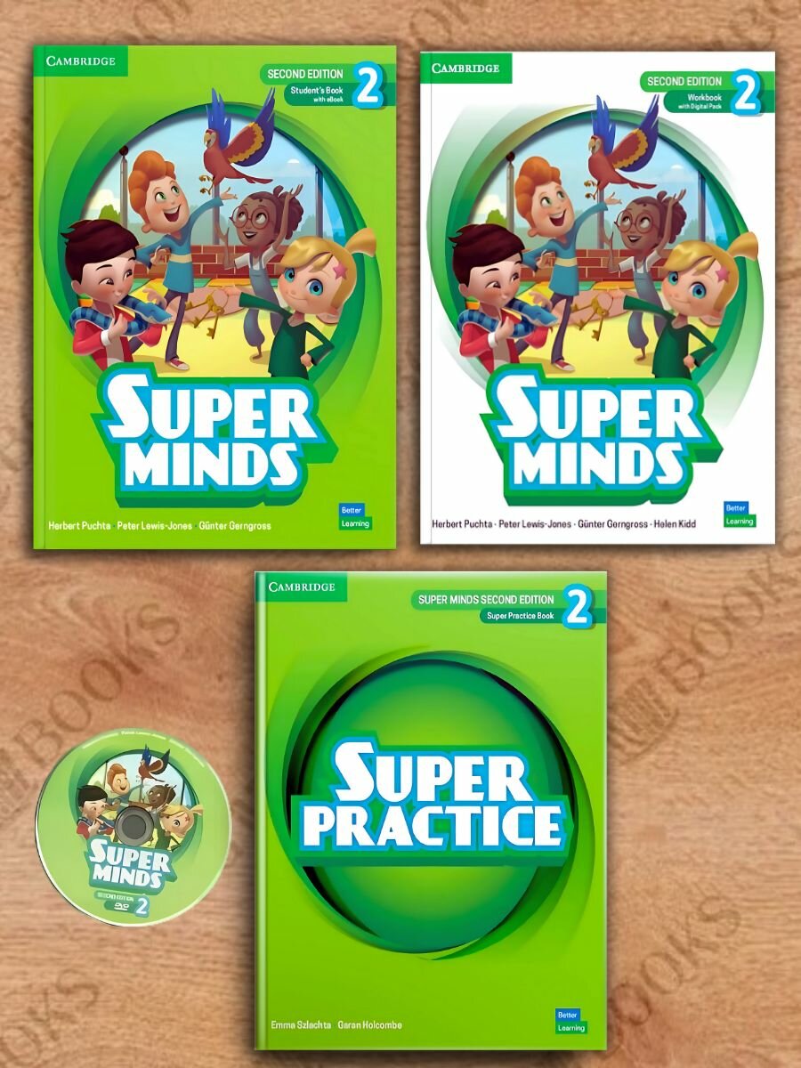 Super Minds 2 + Super Practice Book 2 (2nd edition). Комплект 4в1: Учебник + Рабочая Тетрадь + Практика + DVD