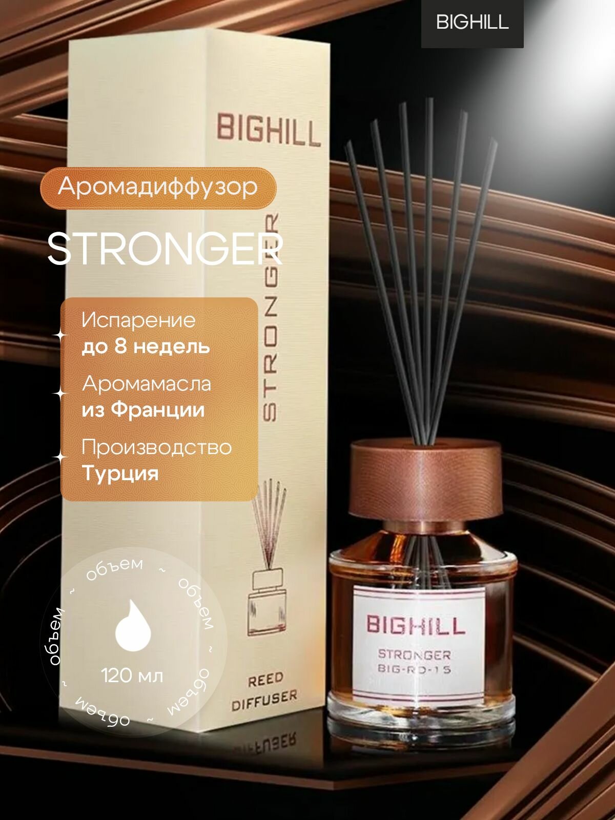 Аромадиффузор с палочками STRONGER 120 мл