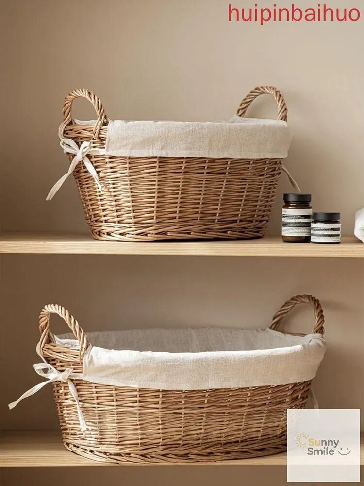 Плетеная овальная корзина для белья из бамбука, размер 55x37x28 см, произведено в Китае — фото 1