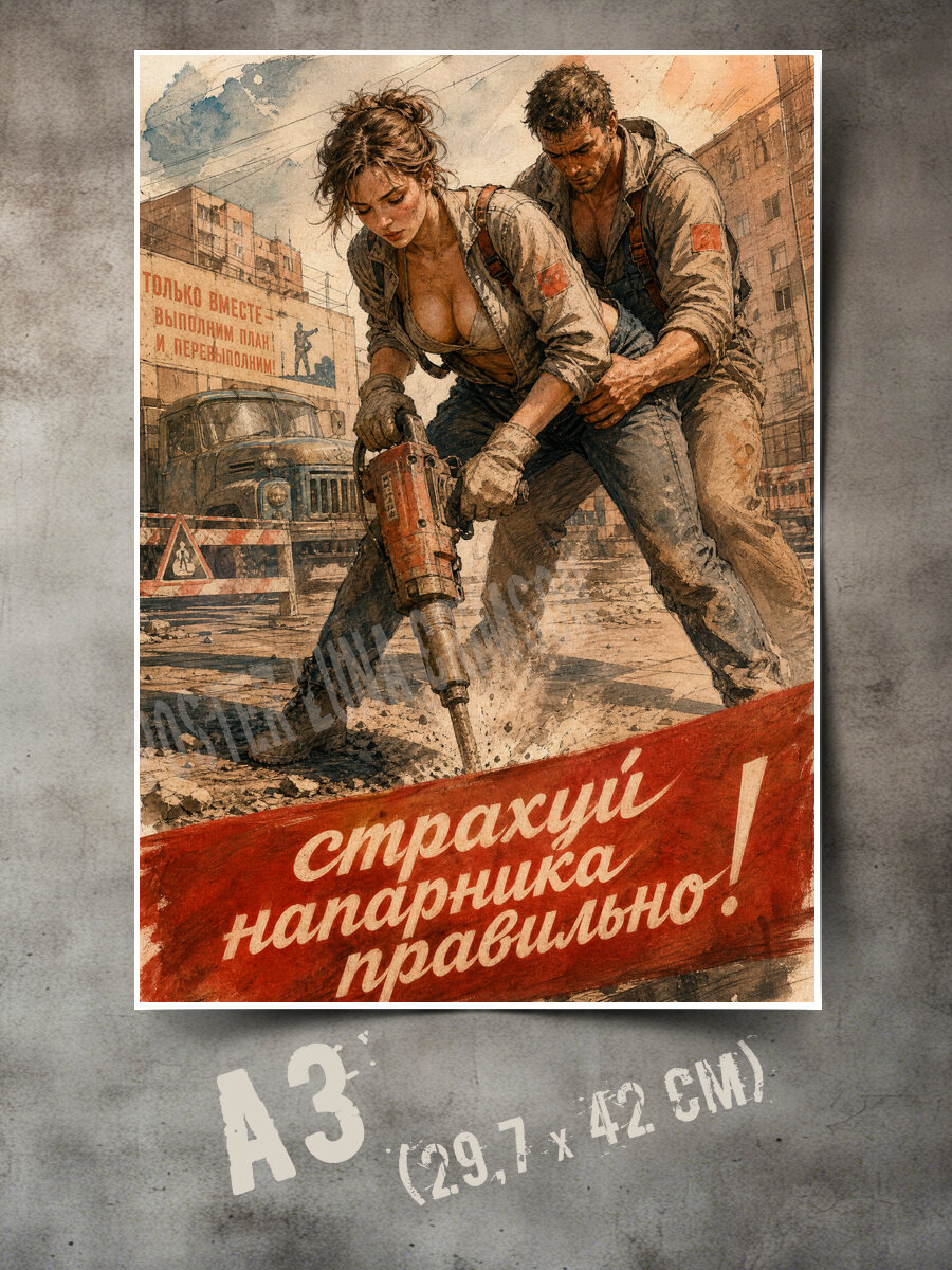Постер ретро советский с текстом винтаж