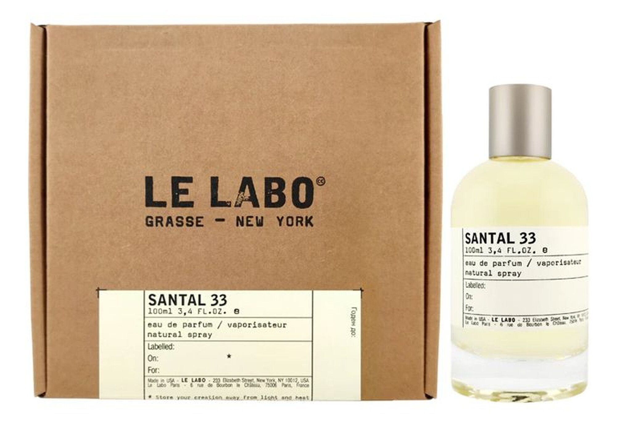 Парфюмерная вода Le Labo "Santal 33", унисекс (для мужчин и женщин), объем 100 мл