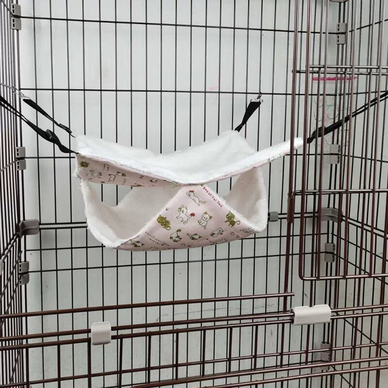Розовый кошачий узор с флисовой подкладкой висячая кошачья постель для маленьких кошек, размер 27x27 см (размер S)