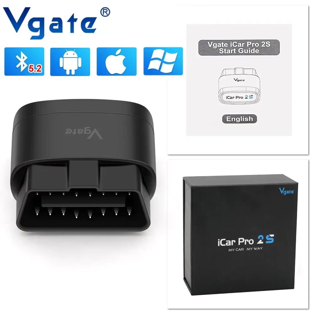 Новый автомобильный OBD-сканер Vgate iCar Pro 2S ELM327 Bluetooth 5.2 V2.3, модернизированный для электромобилей BYD, российский инструмент автодиагностики BimmerCode для iOS, Android и ПК.