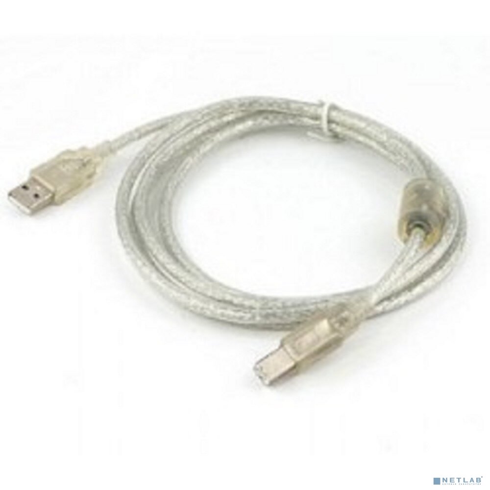 Cablexpert Кабель USB 2.0 Pro, AM/BM, 2м, экран, 2 феррит. кольца, прозрачный (CCF-USB2-AMBM-TR-2M)