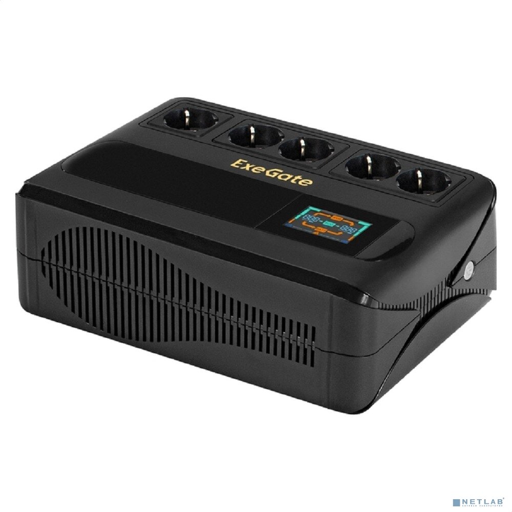 Exegate EX295685RUS ИБП ExeGate NEO Smart BU-800. LCD. AVR.5SH <800VA/480W, цветной LCD-дисплей, AVR, 5*Schuko, Black>