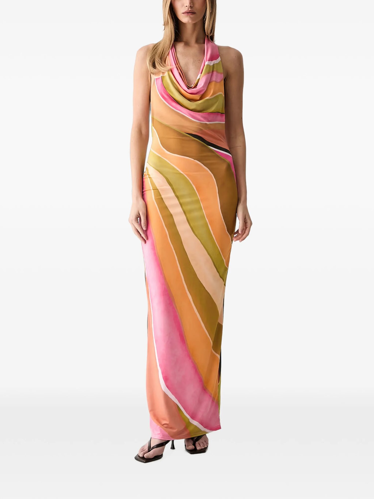 Платье Abstract-print cowl-neck maxi dress