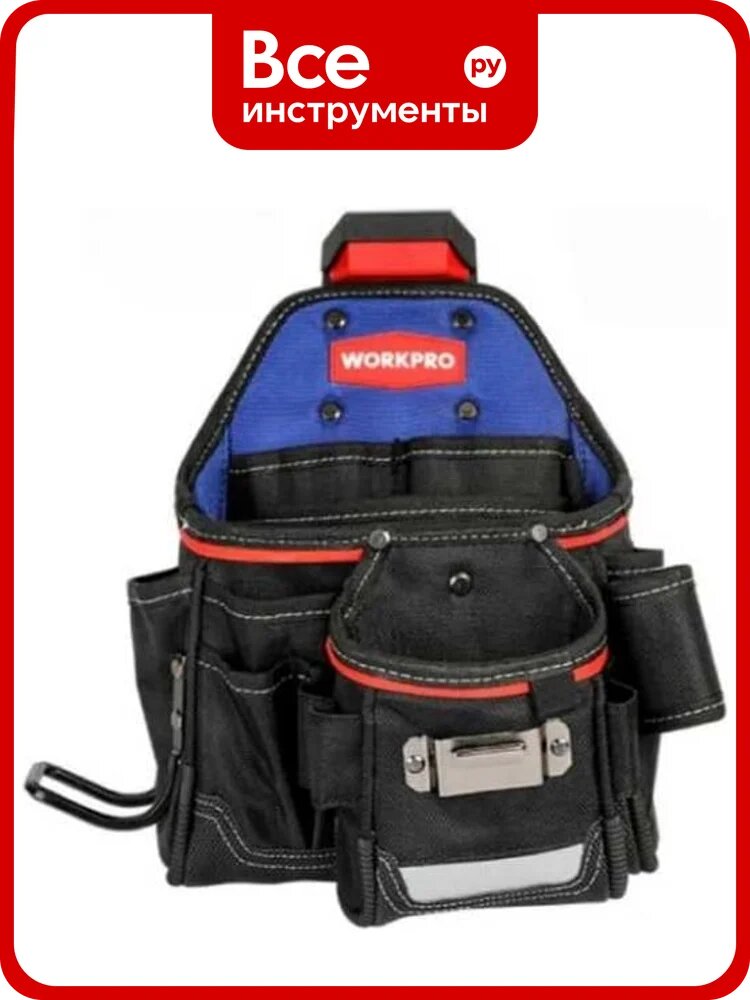 Сумка поясная модульная Workpro подрядчика PRO на клипсе, 335x230x310 мм, полиэстер 1800D + быстросьемное крепление WP281074