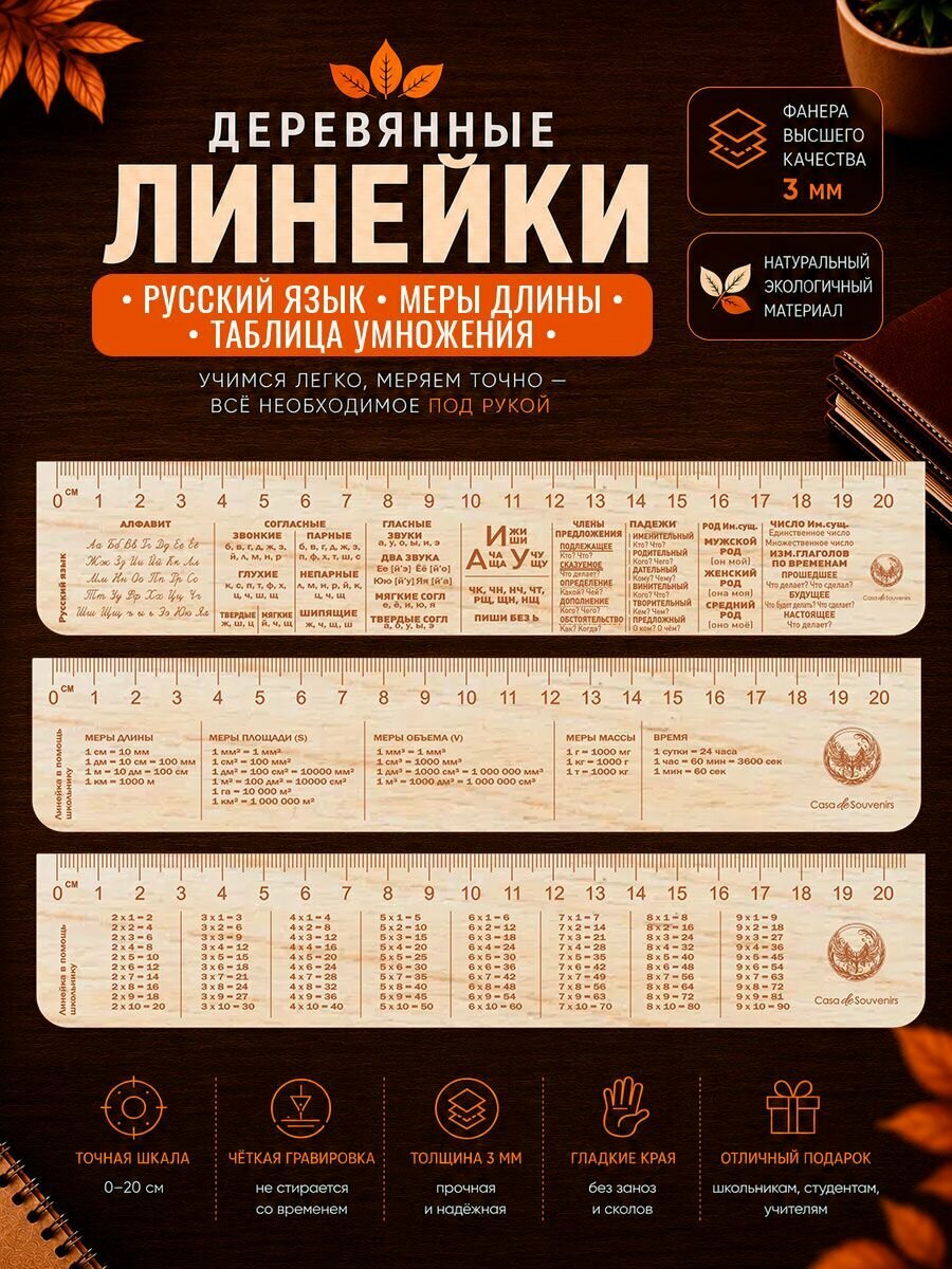 Справочные линейки шпаргалки 3 шт