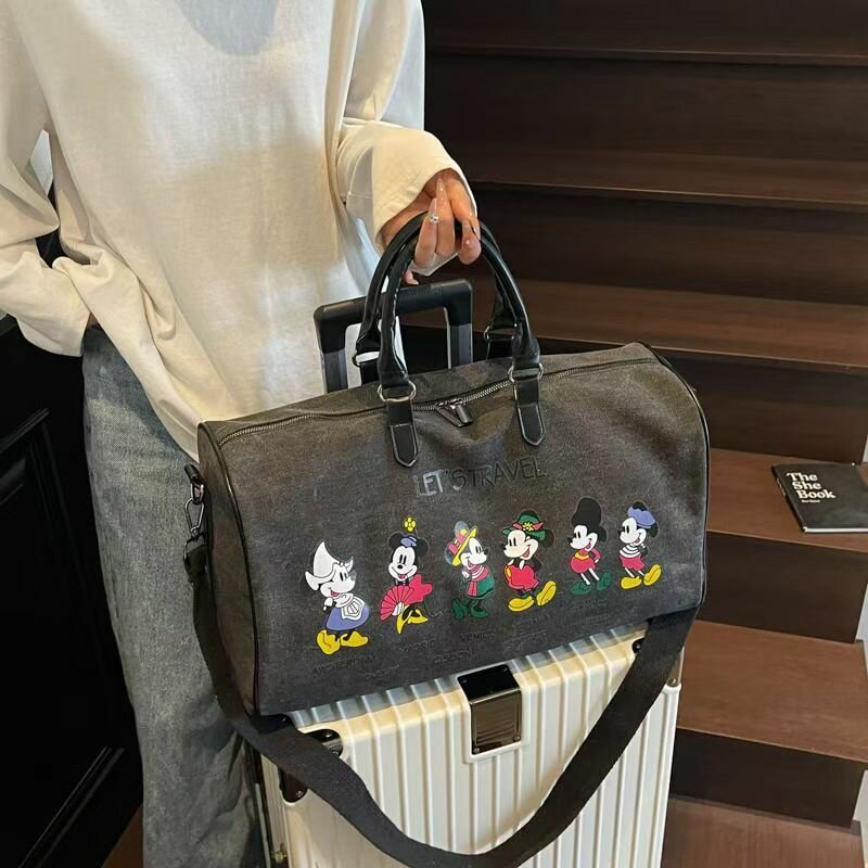 Холщовая дорожная сумка Mickey большой емкости, женская портативная сумка для фитнеса