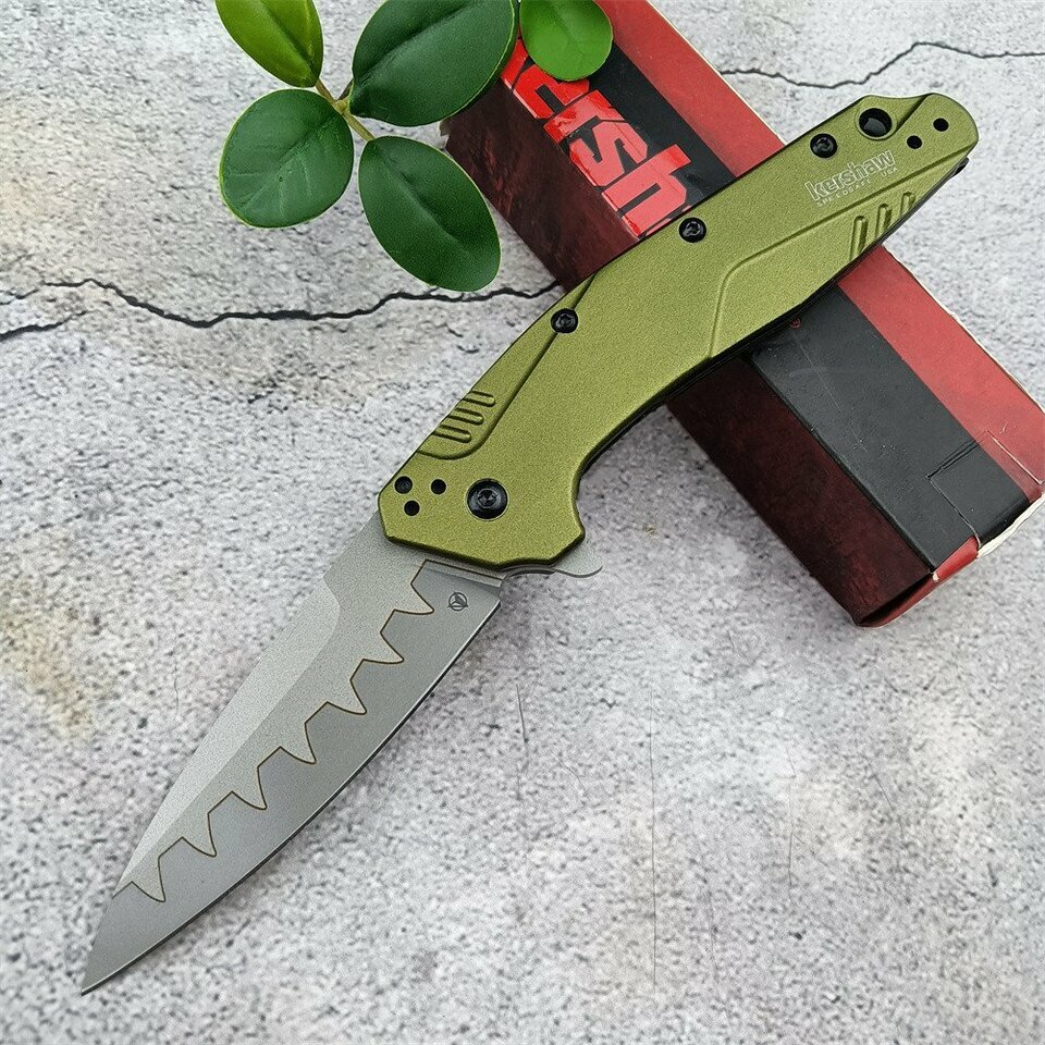 Складной нож Kershaw 1812BLK Dividend с ассистированным открыванием, клинок из стали D2, алюминиевая рукоять, замок Liner Lock, тактический охотничий карманный нож.
