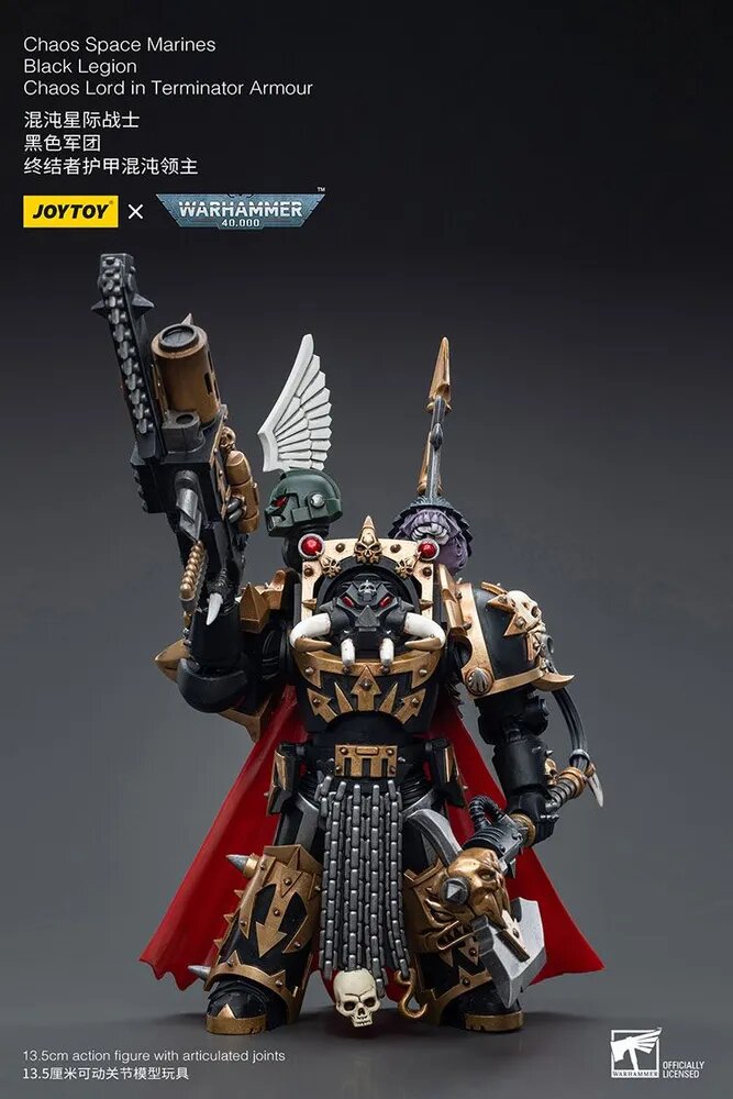 Подвижная фигурка JOYTOY 1/18 Warhammer 40K Chaos Space Marines Black Legion Chaos Lord in Terminator Armour