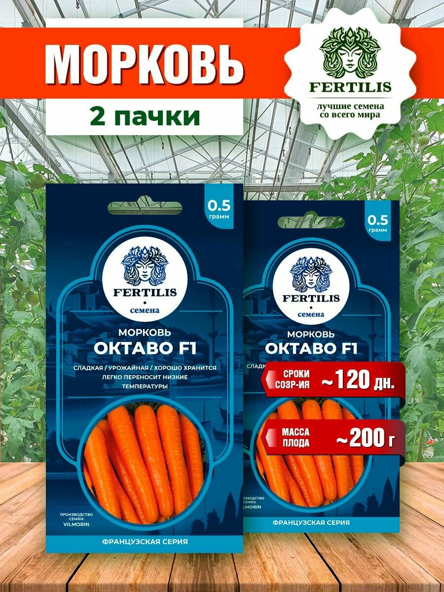 Семена урожайной моркови Октаво F1 от компании Fertilis (2 пачки)