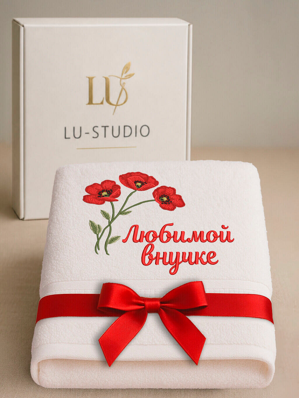 Подарок любимой внучке банное полотенце, LU-Studio, белый, 460 г/м², 100% хлопок